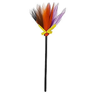 HONMEET Witch Supplies Halloween Prop Broom Plastic Flying Broomstick Mesh Witch Broom Props