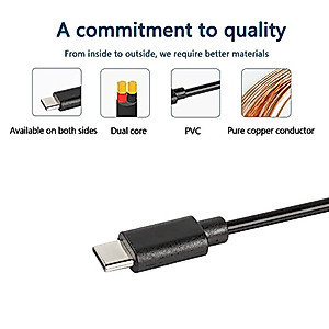 USB Type-C Pigtail Cable Extension Power Cable 22AWG 5V 3A USB-C Plug to 2 Pin Bare Wire Open End Connector for DIY - 1M/3.2FT 5PCS (Type C Male)