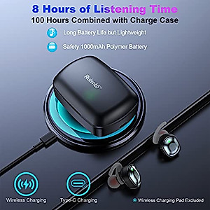 Ear Buds Wireless Bluetooth Earbuds V17 with Wireless Charging Case and LED Digital Display 100hrs Playtime IPX6 Waterproof Earphones with Earhooks Great Sound for Sports Running Workout Gym Black