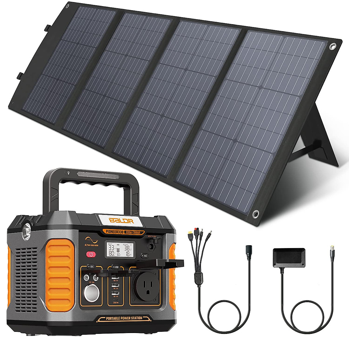 Baldr Solar Generator Kit，330W Portable Power Station with 120W Solar Panel Included Ideal for Home Backup, Emergency, Outdoor Camping.