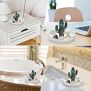ERDOGLY Cactus Ring Holder for Jewelry, Trinket Dish Ceramic Jewelry Tray for Earrings, Bracelets, Necklace Organizer Display, Rings Dish Cactus Gift for Women Girls Room Decor Aesthetic