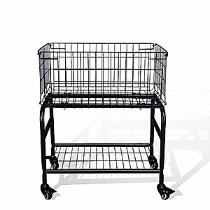Rolling Laundry Basket on Wheels,Garment Storage Cart,Black Metal Basket with wheels, Color Black,Garment Metal Rack(1, Black)