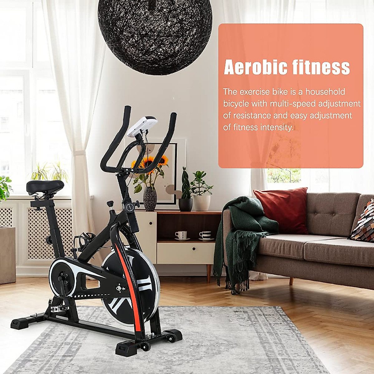 Exercise Bike Recumbent Cycling Bike Indoor Cycle Stationary Workout Equipment with Multi-Speed Adjustment of Resistance and Pulse LCD Display for Home Office