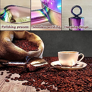 Metal Ice Scoop 3 Oz, Small Stainless Steel Ice scooper for Ice Maker Ice Bucket Kitchen Freezer Bar Party Wedding, Multipurpose for Popcorn Scoop,Flour Scoop,Dog Food Scoop (3 OZ, Rainbow)