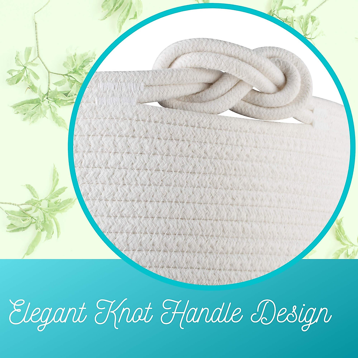 MINTWOOD Design Extra Large 22 x16 Inches Decorative Woven Cotton Rope Blanket Storage Basket Bin Living Room and Laundry Hamper for Pillows, Pool Towels, Dog Toys, Shoes, Light Brown