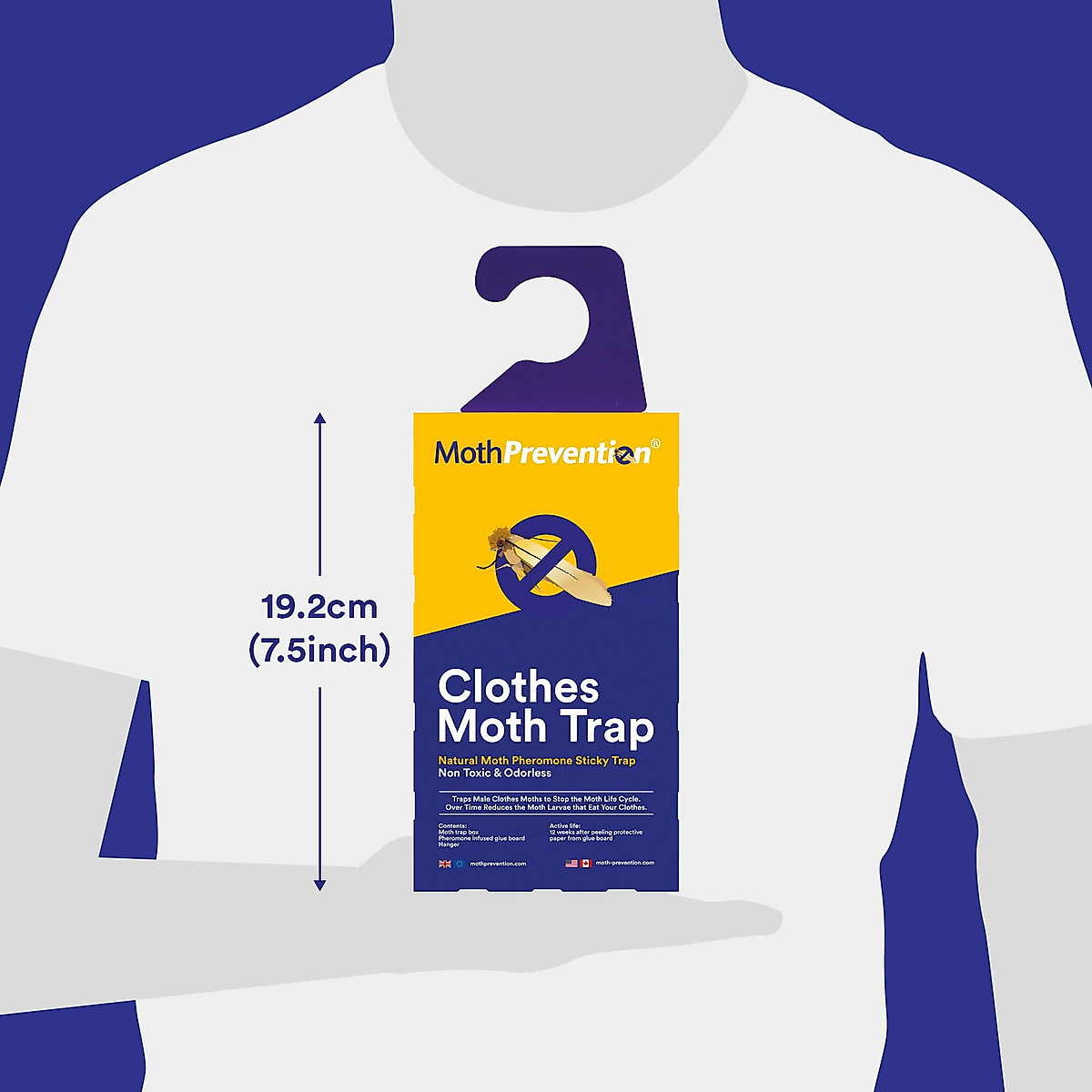 MothPrevention Powerful Clothes Moth Traps only for Clothes Closets Moths | Refillable Clothes Moth Trap | 3-Pack | Odor-Free & Natural Closet Clothing Moth Traps | Moth Pheromone Traps for House