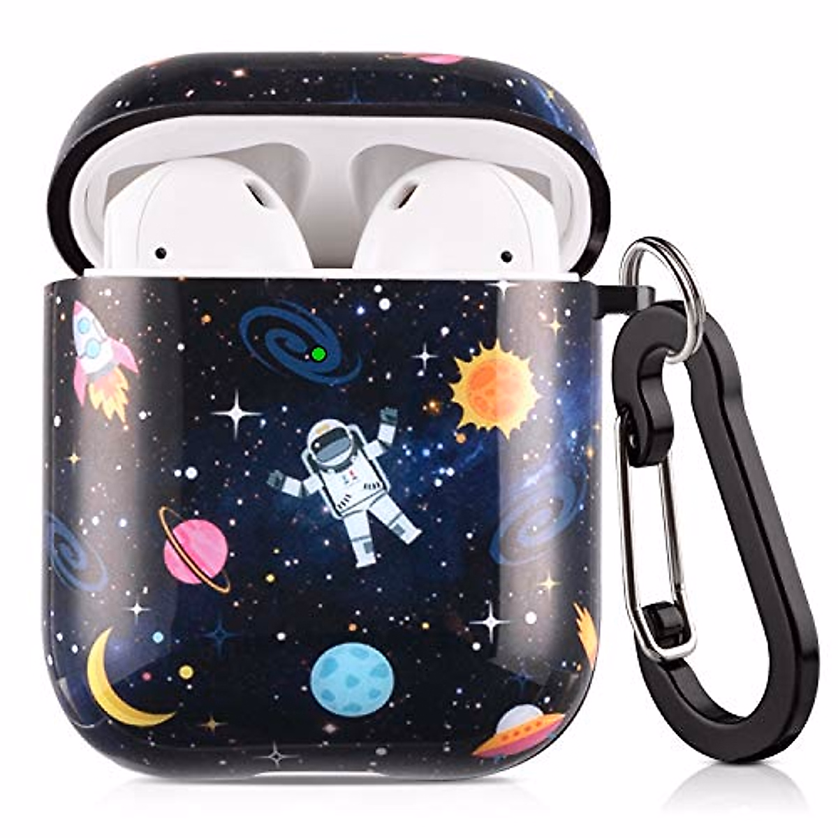 AirPods Case Gen 2&1, Lokigo Spacemen AirPods Case Cover Full Protective AirPods with Wireless Charging Hard Case Kits with Keychain/Strap/Earhooks/Watch Band Holder for Girls Women Men