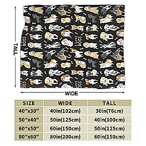 Wisedeal Cute Dog Animal Theme Throw Blanket, Comfort Fleece Blanket, Daughter Mom Friend Aunt Lover Dog Women Blanket Couch Gifts for Couch Sofa Chair Bed Office Travelling Camping 50"x 60"