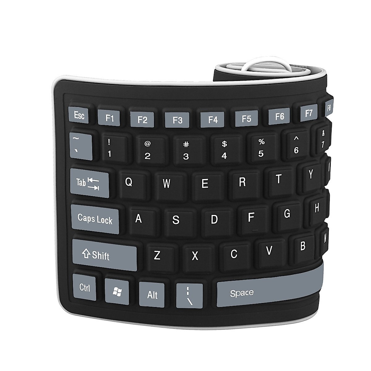 sungwoo Foldable Silicone Keyboard USB Wired Waterproof Rollup Keyboard for PC Notebook Laptop (Black+Grey)