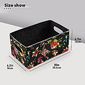 Skull Flowers Storage Basket Felt Storage Bin Collapsible Towel Storage Convenient Box Organizer for Pet Supplies Magazine