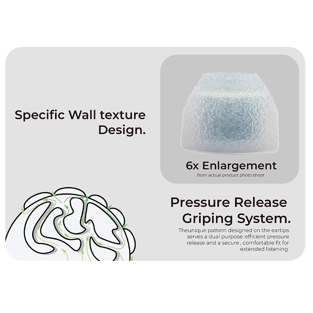 Linsoul TANGZU Tang Sancai in Ear Monitor Ear Plugs, 3 Pairs, Matte Texture Straight Tooth Grooves Eartips for IEMs, in-Ear Earphone, Audiophile Musician (S/M/L)