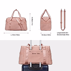 BAGSMART Gym Bag for Women, Carry on Weekender Overnight Bag, Travel Duffel Bags with Trolley Sleeve, Personal Item Travel Bag Tote Bag Workout Dance Bag, Dark Pink