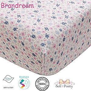 Brandream Pink Butterfly Floral Crib Bedding Set for Girls | 4 Piece Nursery Set | Comforter, Fitted Sheet, Skirt, Diaper Stacker Included