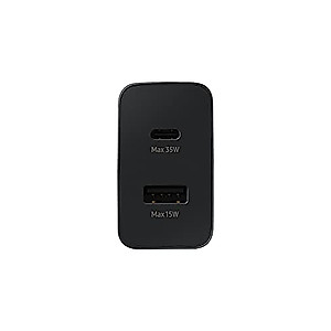 SAMSUNG 35W Dual Port Wall Charger USB C Adapter, Super Fast Charging Block for Galaxy Phones and Devices, Cable Not Included, 2021, US Version, Black