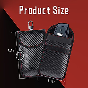 Middrivr 2Pcs Car RFID Signal Blocking Key Fob Protector, Signal Blocker Pouch for Car, RFID Security Shield Bag, Universal Carbon Fiber Anti-Theft Car Keys Faraday Pouch with Keychain Holder