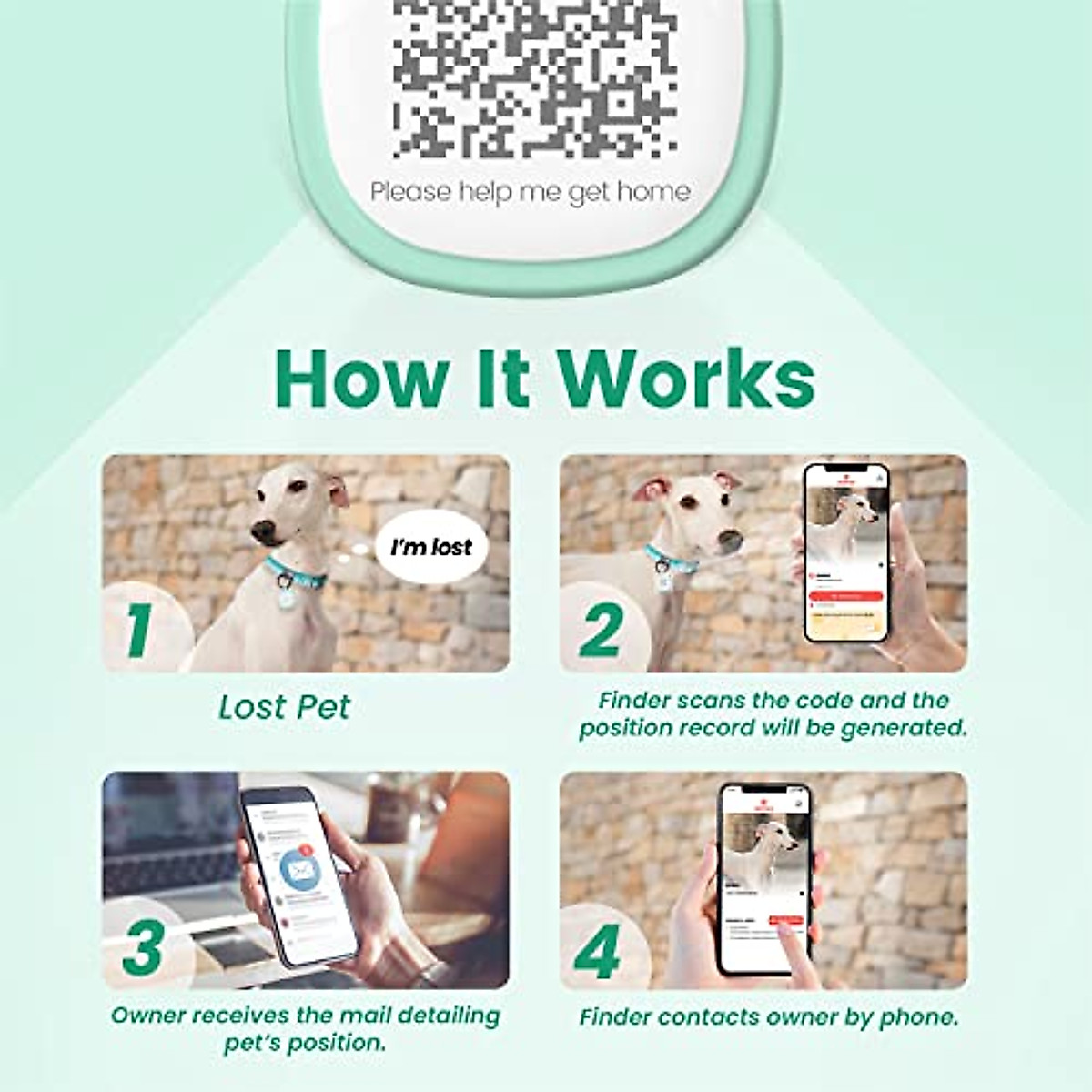Pawaii QR Code Pet ID Tag, Silent Silicone Dog ID Tag, Modifiable Pet Online Profile, Free Online Pet Page Emergency Contact, Scan QR Receive Instant Pet Location Alert Email, 1Pack (Green)