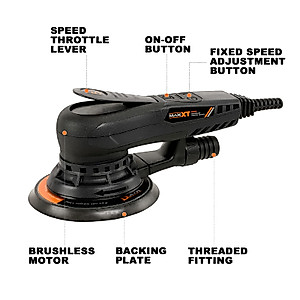 MAXXT Electric 5mm Random Orbital Sander, Palm Sander with Brushless Motor, 5&6Inch Sanding Pads, Central Vacuum, Sanders for Woodworking, Primary Wood and Panel Processing