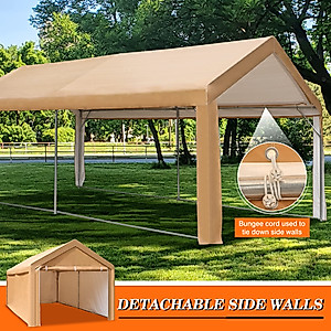 Sophia & William 10'x20' Car Canopy, Heavy-Duty Carport with Removable Sidewalls & Doors, UV & Water Resistant, Portable Car Shelter