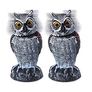 KKY Fake Owl Sculpture Latest 2pc, Revolving Head Plastic Owl for Outdoor Garden.
