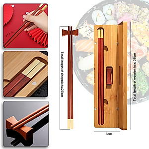 Chopsticks,Chopsticks Reusable,Wooden Chop Sticks,With Exquisite wooden box packaging,Sushi Wood Chopsticks,For Kitchen, Dining Room,Gourmet,Noodles,Hot Pot,etc(Long:25cm)