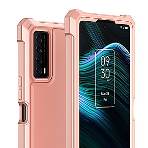 Ailiber for TCL Stylus 5G Case, TCL Stylus 5G(T779W) Phone Case with Screen Protector, Dual Layer Protection, Shockproof Corners TPU Bumper, Military Grade Protective Cover for TCL Stylus 5G-Rose Gold