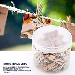 Oumefar 50pcs Wooden Clips Mini Size 35 * 7mm Natural Crude Wood Clips Craft Decoration Pegs for Photo Clips Clothes Clothespin