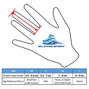 Skating Spirit Figure Skating Competition Thermal Gloves (1 pair) Sparkle Rhinestone Decoration, for Performance Test Show Dance (Black, Large)