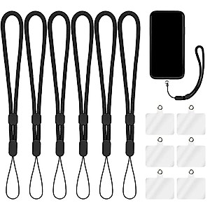 cobee Hand Wrist Strap Lanyard with Tether Patch, 6 Pcs Adjustable Nylon Wrist Straps with 6 Pcs Transparent Phone Pads Cell Phone Lanyard Strap Holder Hand Straps for Mobile Phone Camera Key Wallet