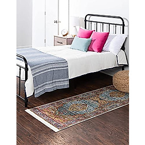 Unique Loom Baracoa Collection Area Rug - Miramar (2' 2" x 6' 1" Runner, Light Blue/ Blue)