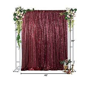 DUOBAO Sequin Backdrop Curtain 4FTx8FT Burgundy Sequins Photo Background Bridal Decoration Fabric Backdrops Glitter Wedding Party Backgrounds Drapes (4FTX8FT, Burgundy)