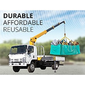 Skywin Dumpster Bag, 2 Pack Foldable and Reusable Trash Bag for Waste Management, Multiple Times Use During Renovations Tear Resistant and Can Hold Up to 3,500 lbs (Green)
