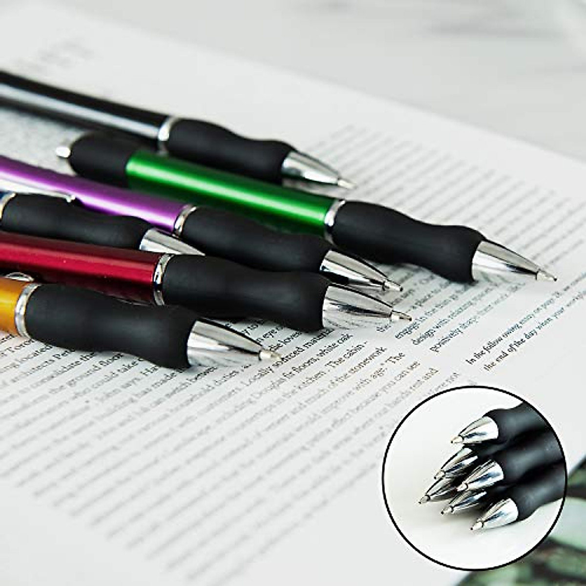 MiSiBao Retractable Ballpoint Pens Black Ink 1mm Medium Point Work Pen Smooth Writing for Men Women Office Business(6 count+3 refills)
