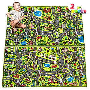 JOYIN 2 Pack Playmat City Life Carpet for Kids Age 3+, Jumbo Play Room Rug, City Pretend Play