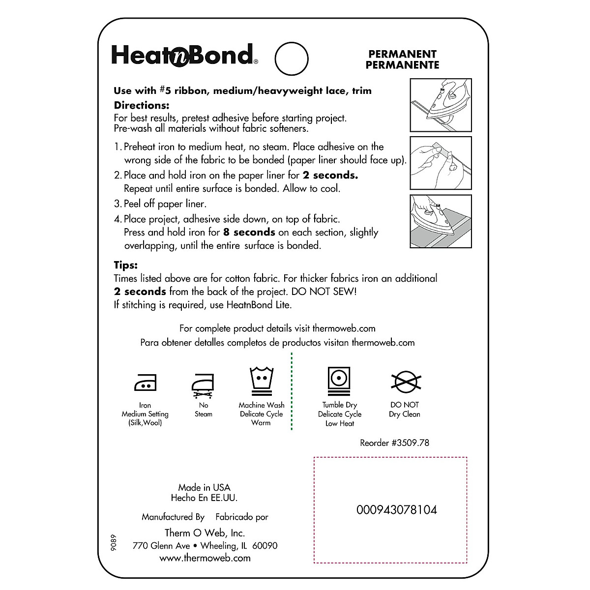 HeatnBond UltraHold Iron-On Adhesive, 7/8 Inch x 10 Yards