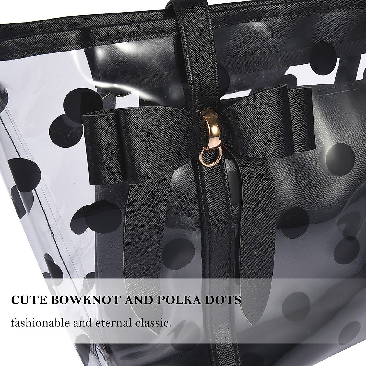 AIBILIEI ABLE Women's Clear Tote Bags Multi-Use Shoulder bag Handbag Beach bag Shopping Bag (Black)