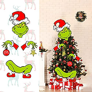 Guass Christmas Decorations for Tree - Funny Christmas Tree Ornament Thief Stole Tree Topper Head Arms and Legs for Holiday Xmas Home Party Decorations, Green