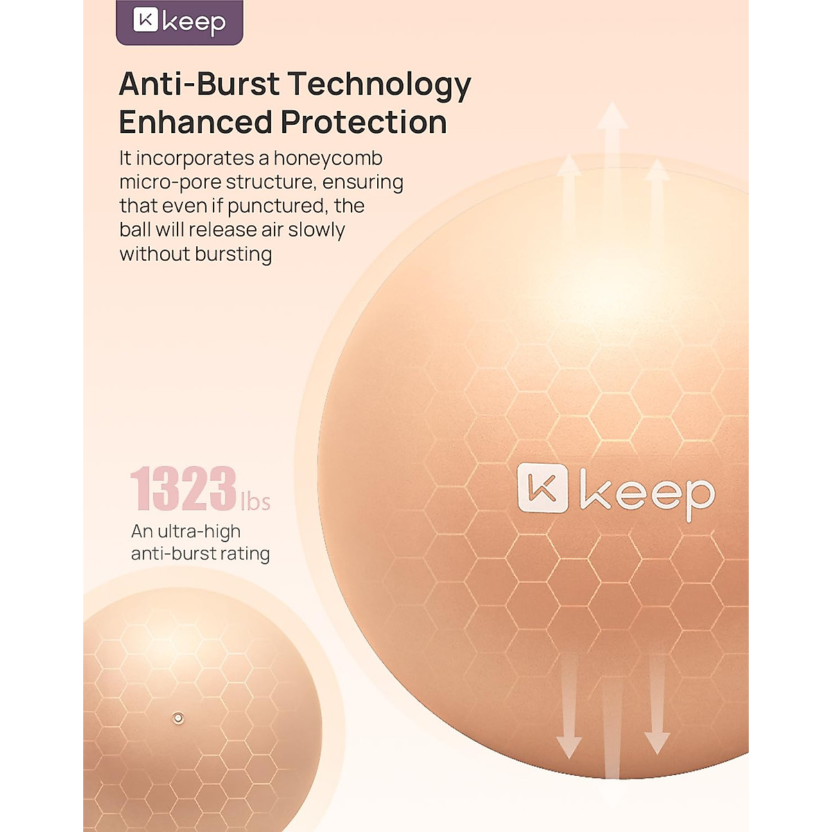 KEEP Anti-Burst Exercise Ball, Thickened Yoga Ball with Pump for Working Out, Birth Ball for Pregnancy, Anti Slip Stability Ball Chair - Swiss Ball for Core Strength and Physical Therapy