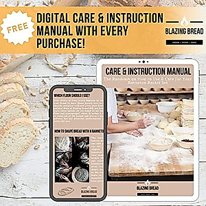 Most Complete Banneton Bread Proofing Basket Set of 2 - Round & Oval Rattan Proofing Baskets, Dough Scraper, Recipe Book - Sourdough Bread Baking Supplies - Perfect Bread Making Tools and Supplies