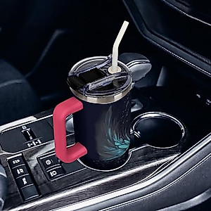 40 Oz Vacuum Tumbler with Light Rose Red Handle Leakproof Insulated Tumbler Fire And Water Phoenix Stainless Steel Travel Mug with Lid And Straw Coffee Cup Cute Water Bottles Cup Holder Friendly