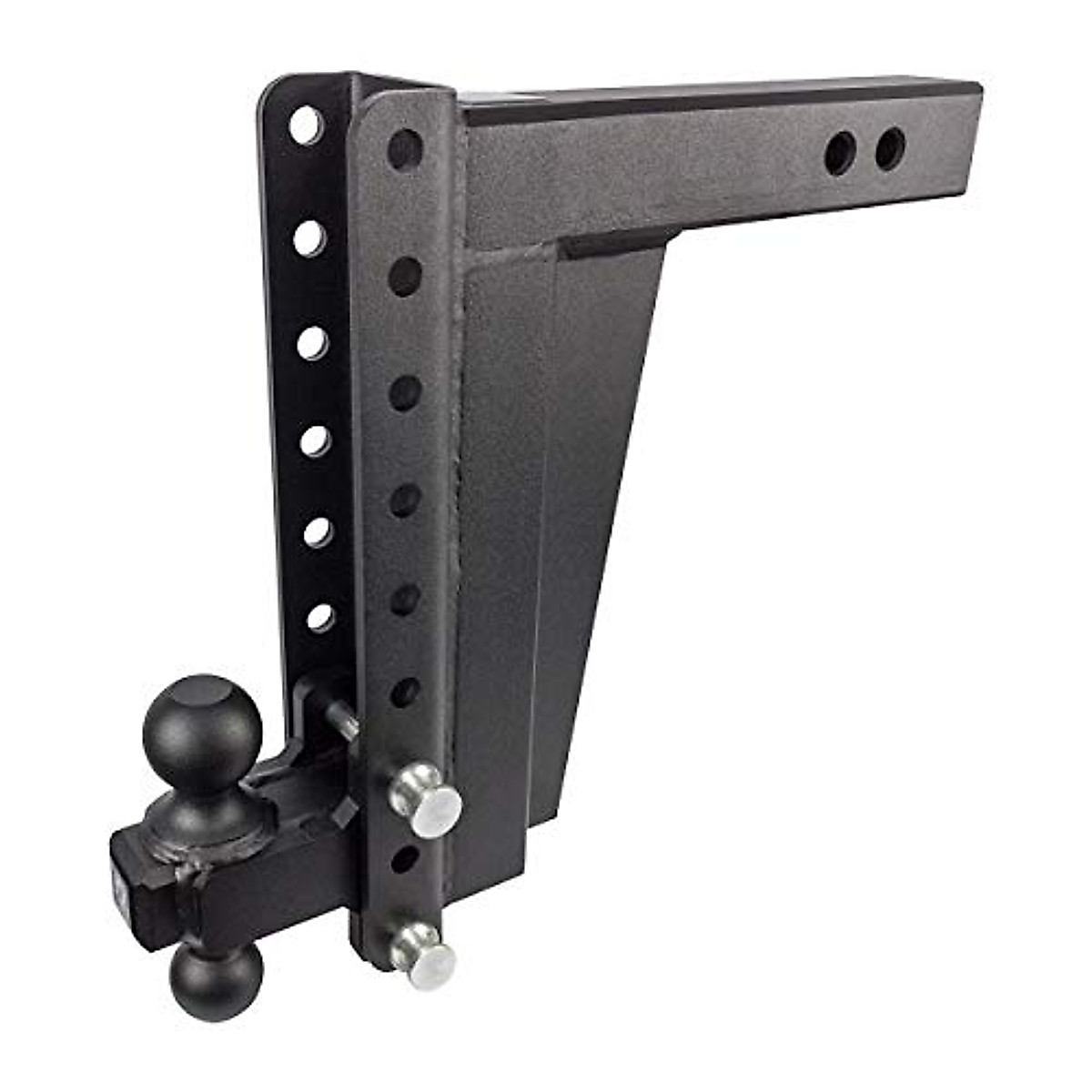 BulletProof Hitches 2.5" Adjustable Extreme Duty (36,000lb Rating) 12" Drop/Rise Trailer Hitch with 2" and 2 5/16" Dual Ball (Black Textured Powder Coat, Solid Steel)
