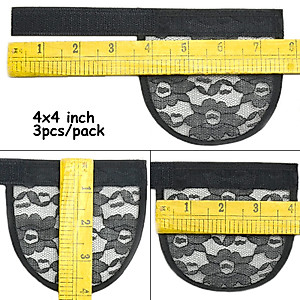 Luwigs Magic Buckle Lace Base for Ponytail with Combs 3pcs 4x4 inch Lace Ponytail Net with Magic Buckle Hair Accessory Ponytail Weaving (3pcs, Black)