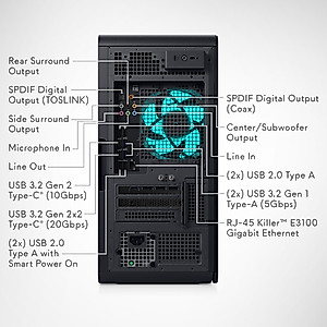 Alienware Aurora R16 Gaming Desktop - Intel Core i7-13700F, 16GB DDR5 RAM, 512GB SSD + 1TB HDD, NVIDIA GeForce RTX 4060 8GB GDDR6 Graphics, Windows 11 Home, 1 Year Premium Support - Basalt Black