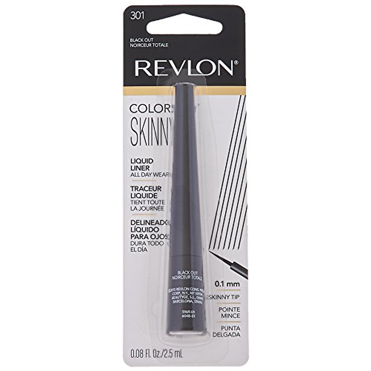 Revlon Skinny Liquid Eyeliner, ColorStay Eye Makeup, Waterproof, Smudge-proof, Longwearing with Ultra-Fine Tip, Black Out, 0.08 oz