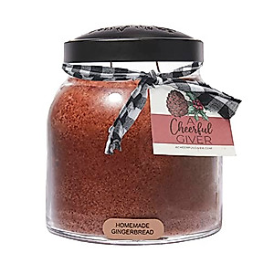 A Cheerful Giver — Homemade Gingerbread - 34oz Papa Scented Candle Jar with Lid - Keepers of the Light - 155 Hours of Burn Time, Gift for Women, Brown