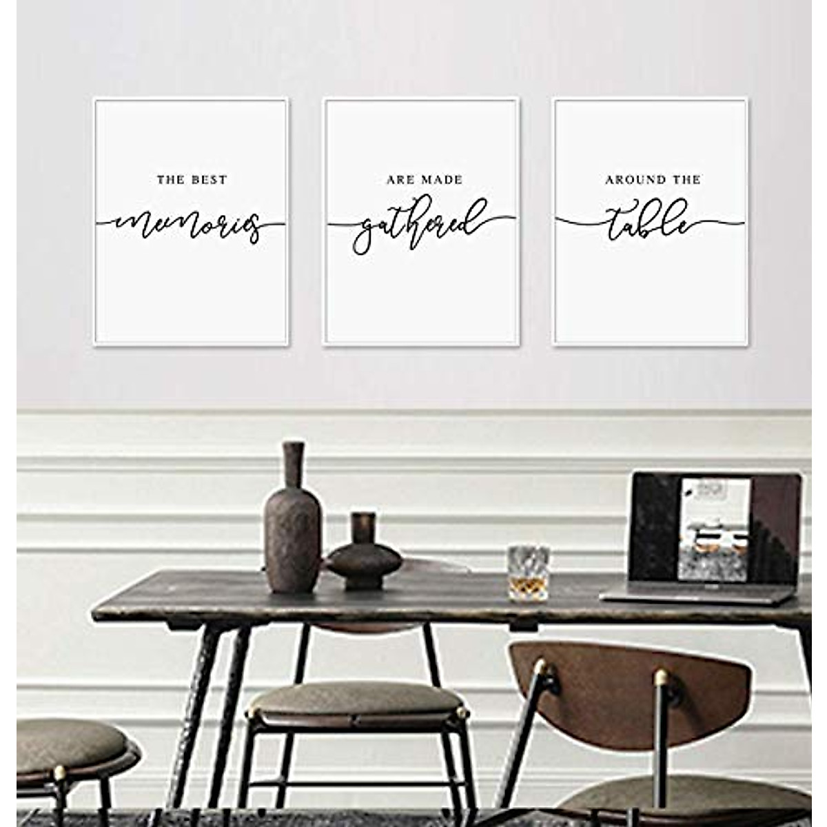 Kitchen Wall Decor The Best Memories Are Made Gathered Around The Table Living Room Dining Room Wall Art Farmhouse Style Set of 3 Prints 11x14inch Unframed