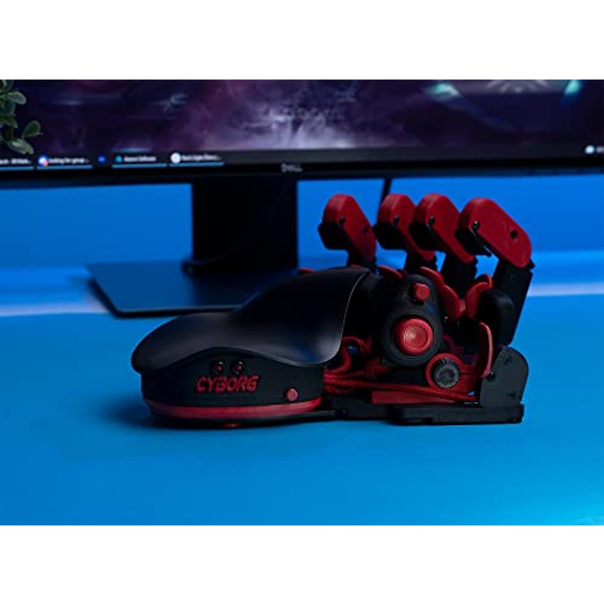 AZERON Cyborg Gaming Keypad – One Handed for PC – with Analog Thumbstick and 29 Programmable Keys – 3D Printed Customized – for Righties (Galaxy Purple)