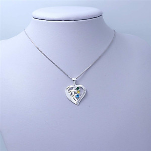 AsiaRhyme 3 Custom Names Necklaces for Women,Copper Birthstone Necklace for Mother and Kids Names,Sterling Silver Heart Necklace for Mom and Daughters