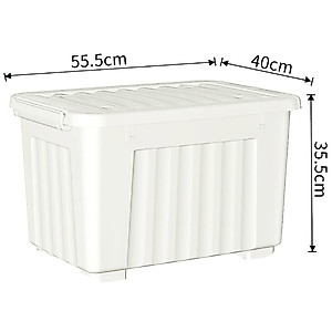 Cetomo 55L*6 Plastic Storage Box,White, Tote box,Organizing Container with Durable Lid and Secure Latching Buckles, Stackable and Nestable, 6Pack, with Buckle