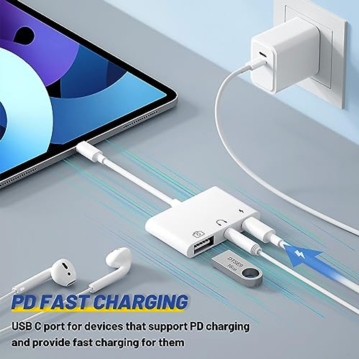 PNBACE USB C to USB Adapter 3 in 1 USB C to 3.5mm Audio Adapter for iPad USB Adapter