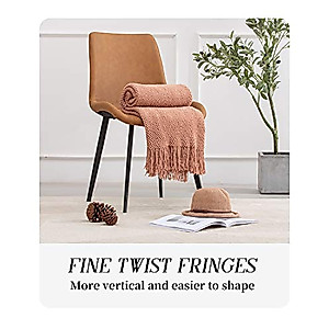 SPAOMY Knitted Throw Blanket with Tassels 3D Bubble Textured Lightweight Decorative Throws Blanket for Couch Cover Home Decor (Caramel, 50x60)